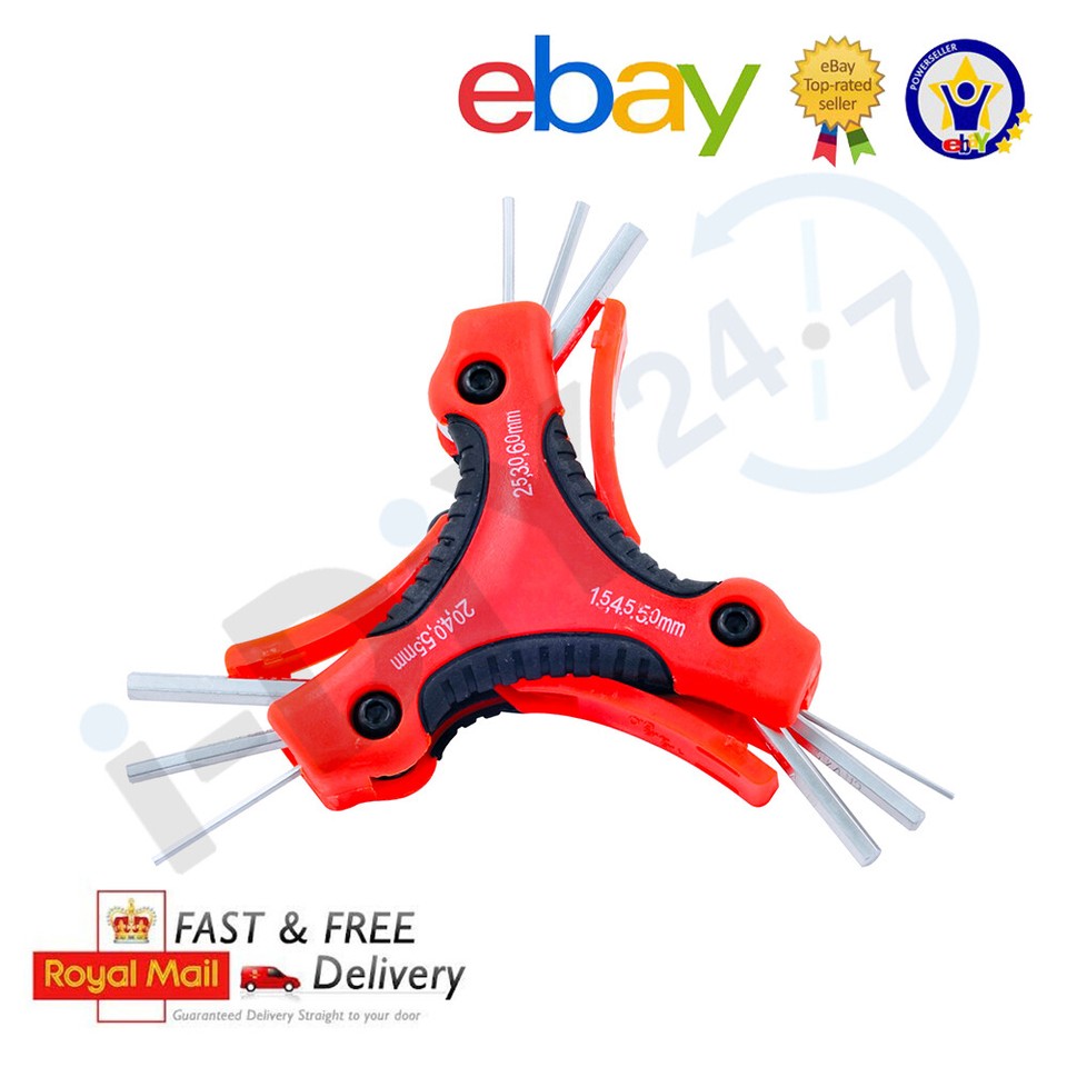 Rolson 9 Piece Folding Hex Allen Key Set Metric Triangle | eBay UK
