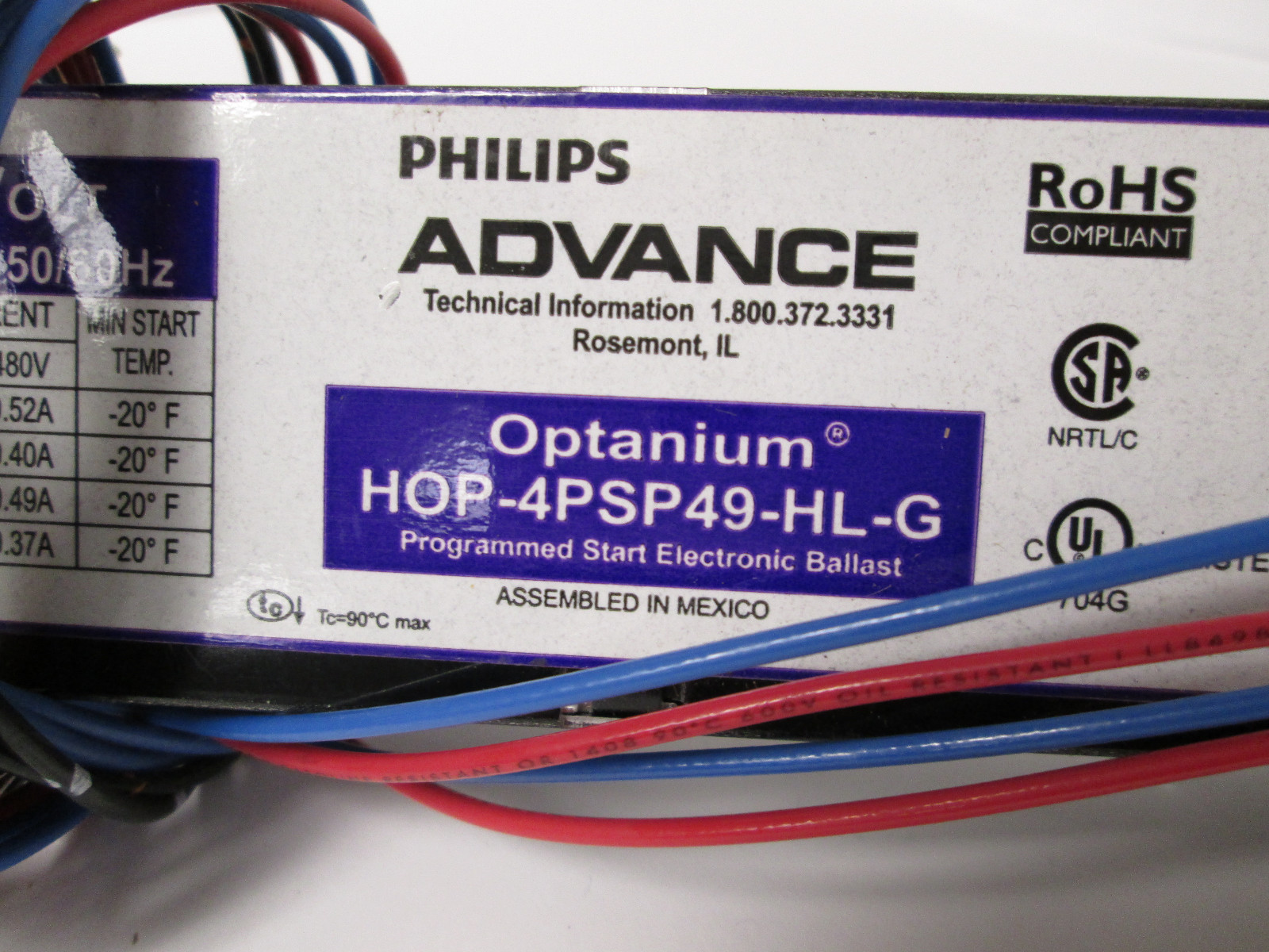 Philips Advance HOP-4PSP49-HL-G Electronic Ballast 347-480V (4) 49W ...