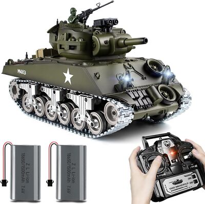 US 1:18 RC Tank Metal USM4A3 Sherman Remote Control Model Army Tank ...
