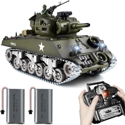 1:18 RC Tank Metal USM4A3 Sherman Remote Control Model Army Tank That ...