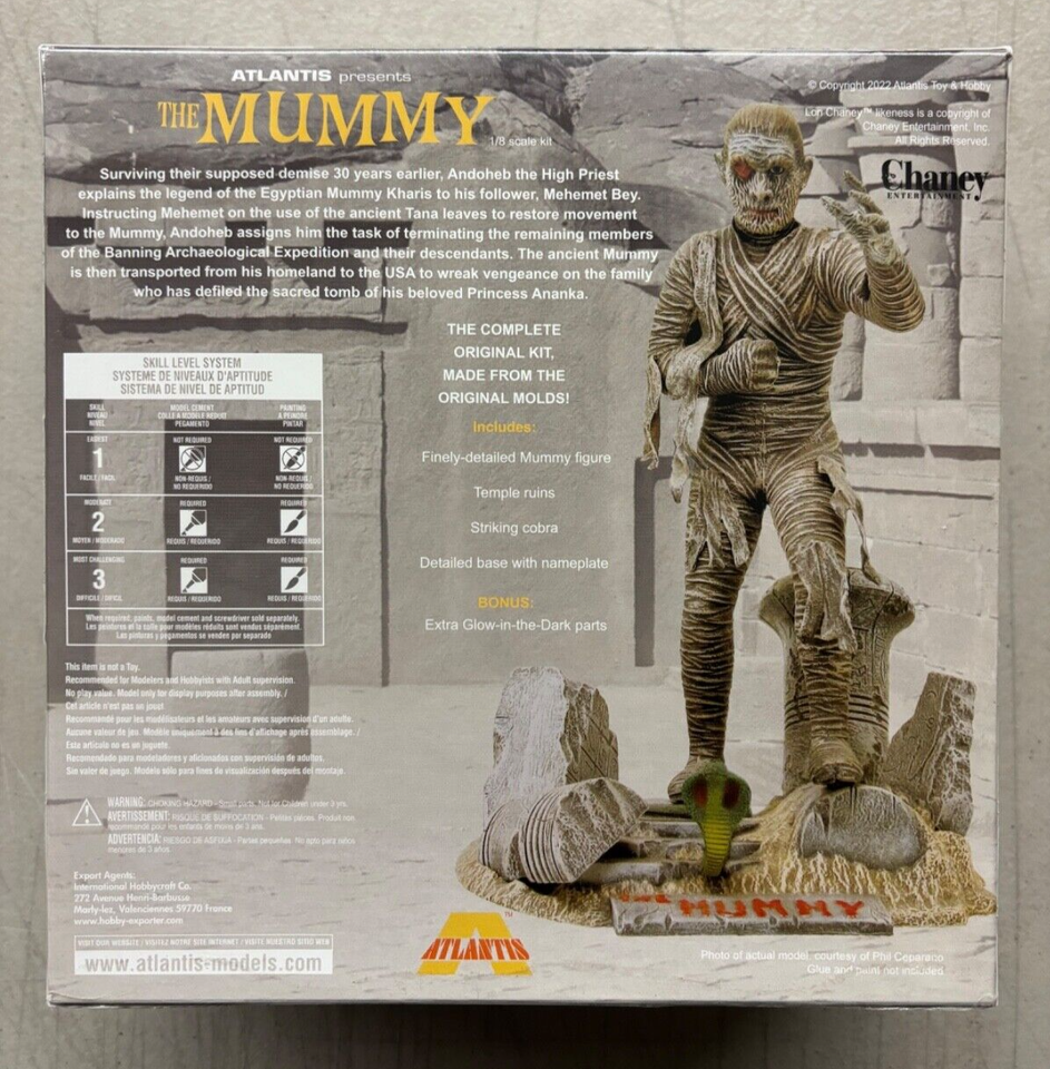 Atlantis A452 The Mummy Glow in the Dark Plastic Model Kit Lon Chaney ...