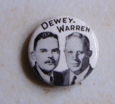 Thomas Dewey Warren 1948 campaign pin button political | eBay