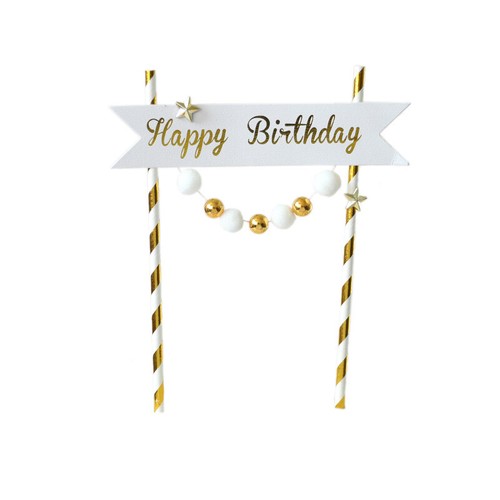 2/4PCS Cake Topper Banner Gift Happy Birthday Star Dessert Party ...