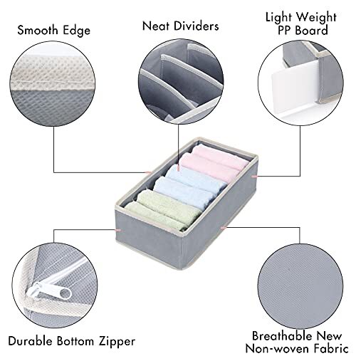 Foldable Underwear and Bras Drawer Organizers Dividers, Fabric 4 sets ...