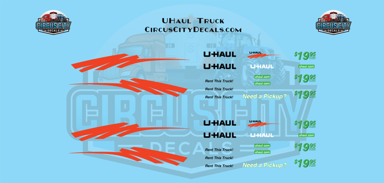 UHaul Pickup Truck Waterslide Model Decal Set 1:24 Scale | eBay