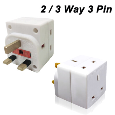 2/3 Way 3 PIN Adaptor Converter 13 Amps 2/3 Sockets Household Multi ...