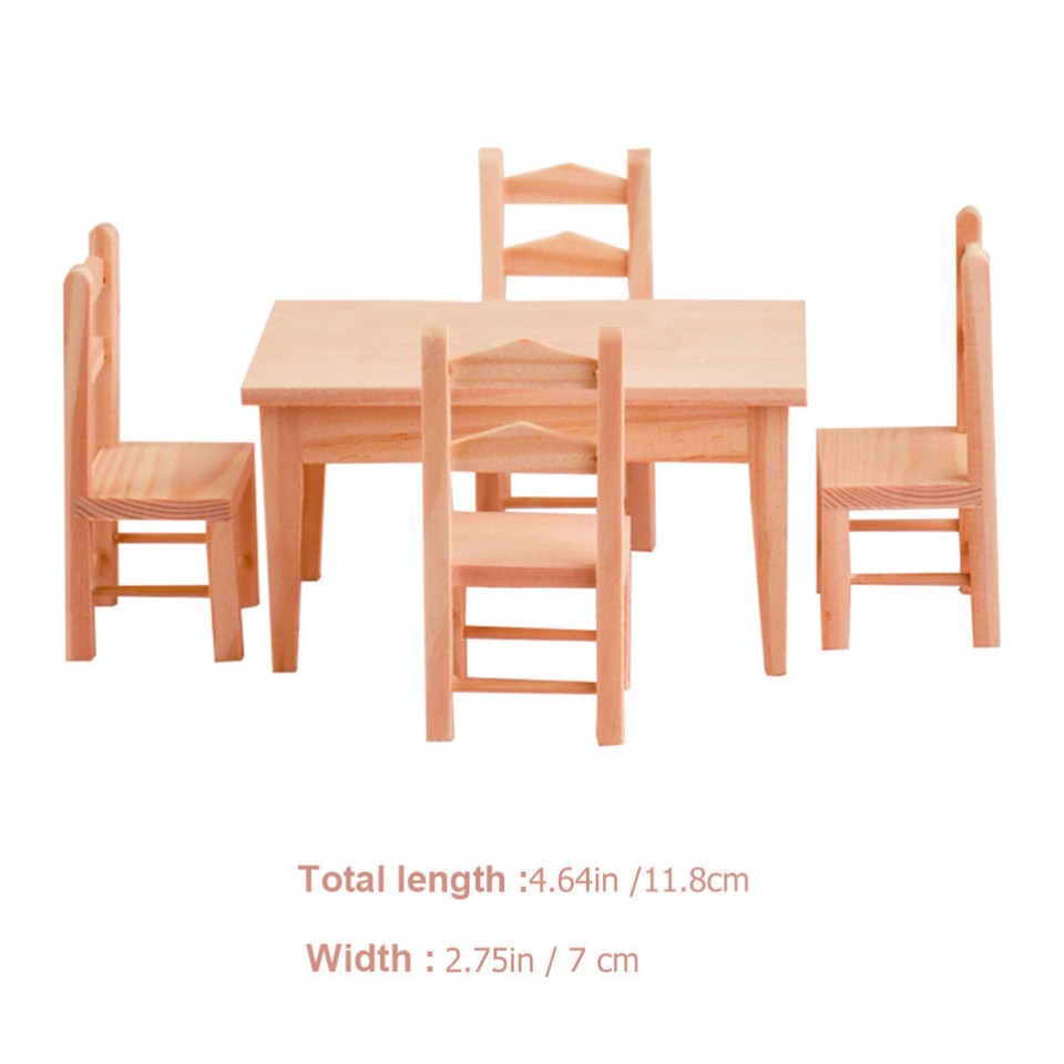 Wooden Mini Table and Chair Set Child Miniatures Kids Chairs for | eBay