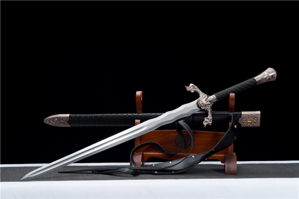Big Groove Sharp Blade Chinese Double Edged Sword Hunting Knife飞龙战剑 ...