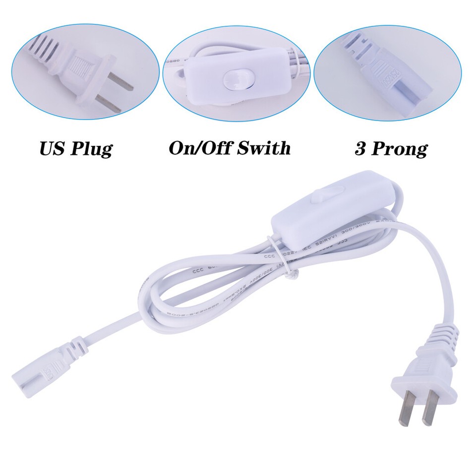 5FT 10FT Power Cable With Switch for Integrated LED Tube Light ...
