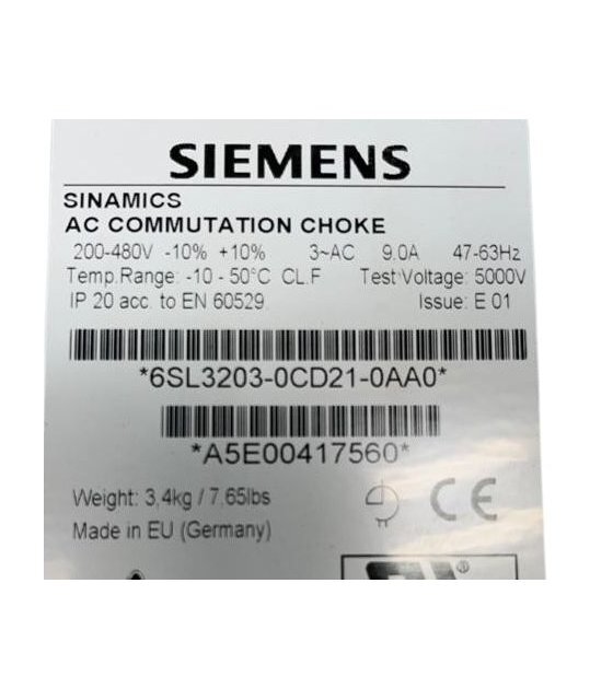 Sinamics AC Commutation Choke Siemens 6SL3203-0CD21-0AA0 | eBay