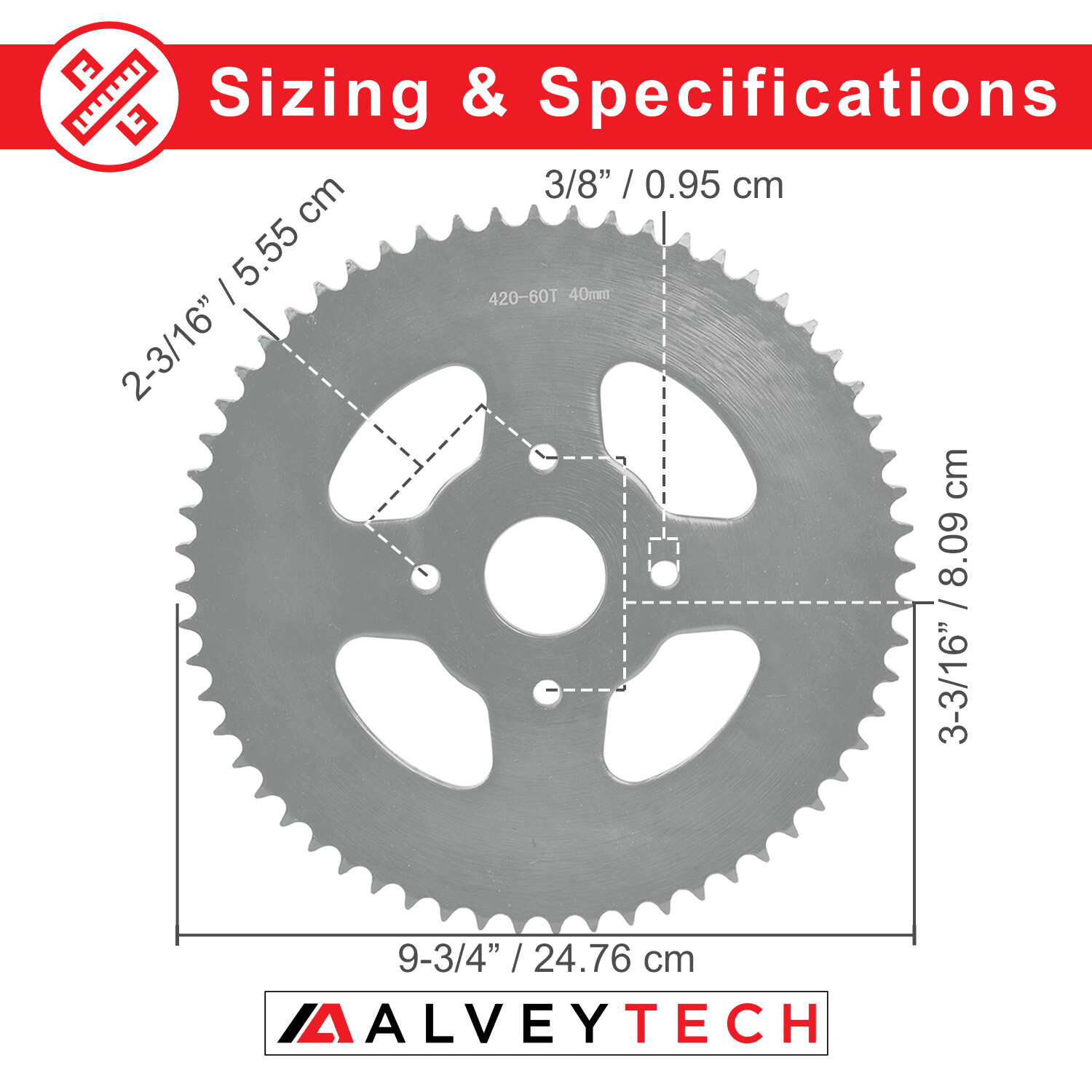 #40/41/420 Chain 60 Tooth Rear Sprocket fits 163-19cc Mini Bike/Go ...