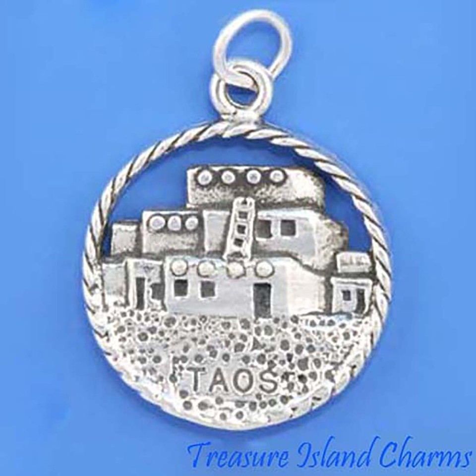 Taos Pueblo Native American New Mexico 925 Solid Sterling Silver Charm ...