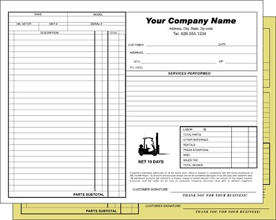 Forklift Repair Order -2part NCR Quality Custom Print Invoice | eBay
