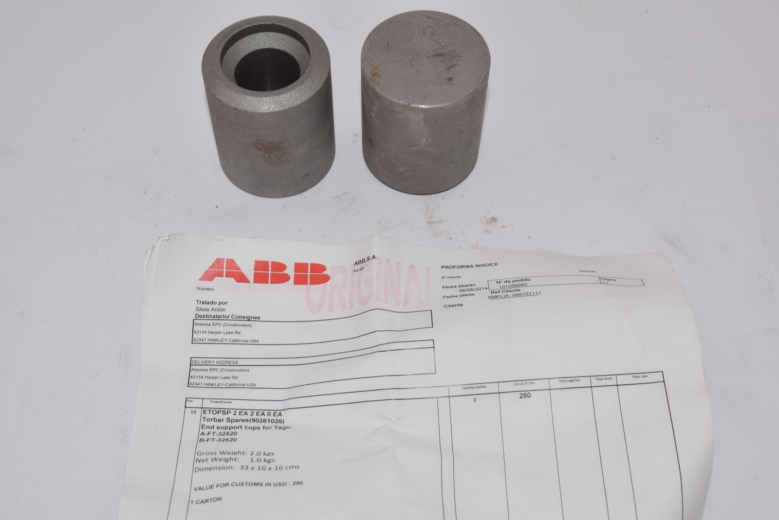 Lot of 2 ABB ETOPSP Torbar Spares 90261029 End Support Cups | eBay