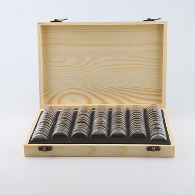 100PCS Coin Holder Case Wooden Coin Storage Box Coin Protection Box ...