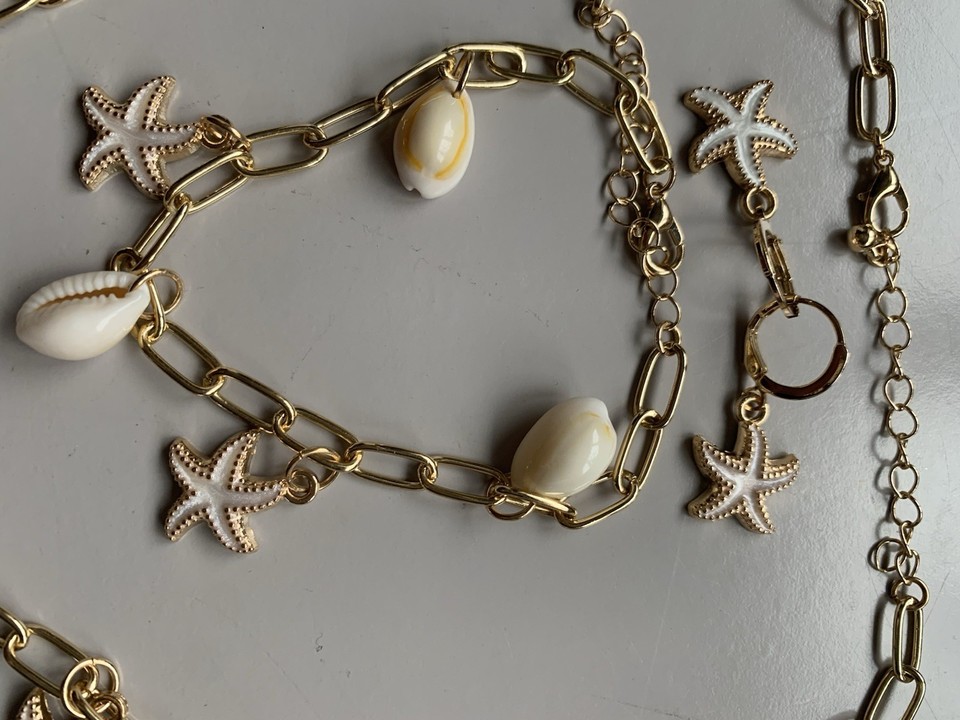 Brand New Seashell/Starfish Jewellery Set Necklace Bracelet Earrings ...