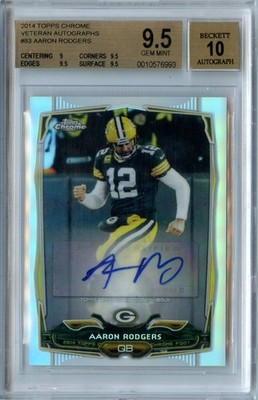2014 Topps Chrome Aaron Rodgers VETERAN AUTO #'D 3/10 #83 BGS 9.5/10 ...