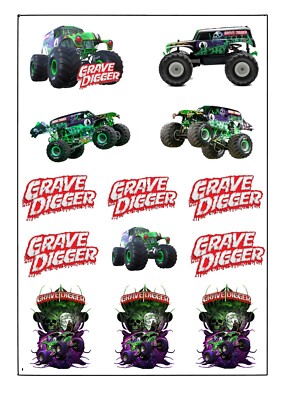 1x Grave Digger Monster Truck Temp TATTOO Sheet. Party Supplies Lolly ...