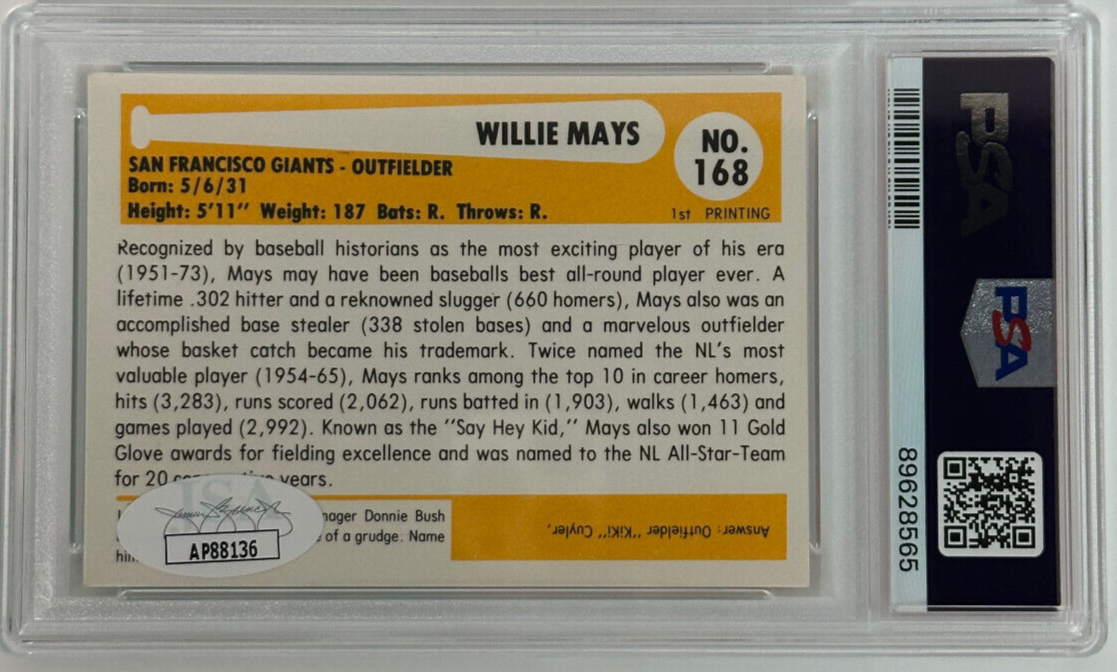 Willie Mays Signed 1980 Baseball Immortals Card #168 Psa/Dna 10 auto ...