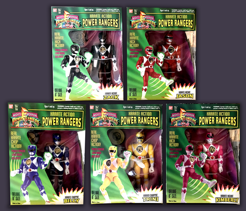 Bandi Mighty Morphin Power Rangers 8" Karate Action Figures Complete ...