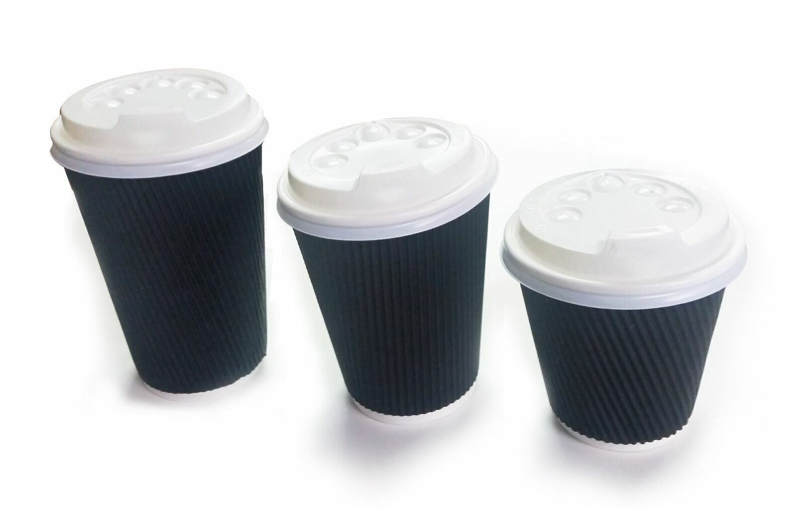 Disposable Coffee Cups 8oz 12oz 16oz Bulk Black Paper Triple Wall Cups ...