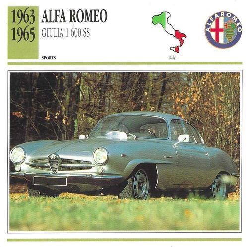 Edito Service photo card 1963-1965 ALFA ROMEO GIULIA SPEC SHEET car ...
