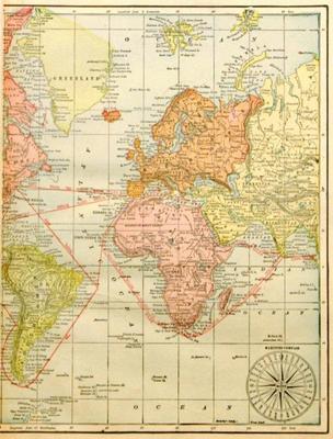 Beautiful Original 1899 Global The World Large Color Map/14x20 2 page ...