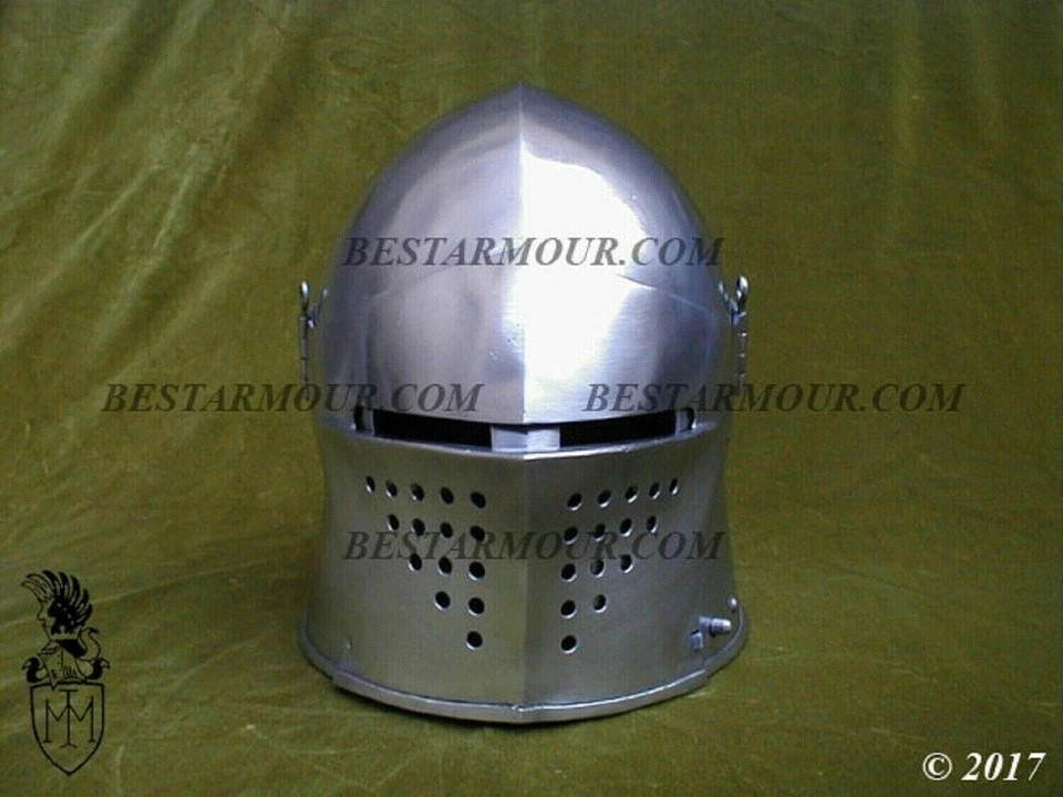 SCA LARP Medieval Knight Barbuta Helmet 18GA Steel Replica Cosplay ...