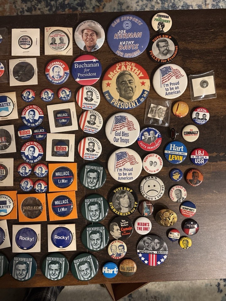 130+ Vintage Political Campaign Buttons Lot Nixon Kennedy Rockefeller ...