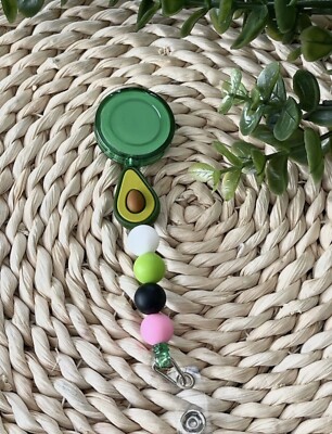 Beaded Badge Reel - Hook & Loop - Avocado Badge Reel | eBay