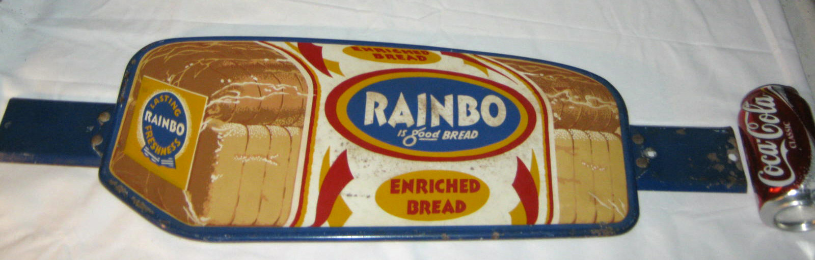 ANTIQUE NON PORCELAIN RAINBO BREAD COUNTRY BAKERY FOOD STORE DOOR PUSH ...