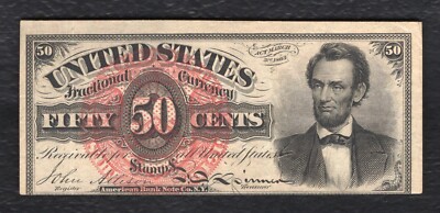 FR. 1374 50 FIFTY CENTS FOURTH ISSUE “LINCOLN” FRACTIONAL CURRENCY NOTE ...