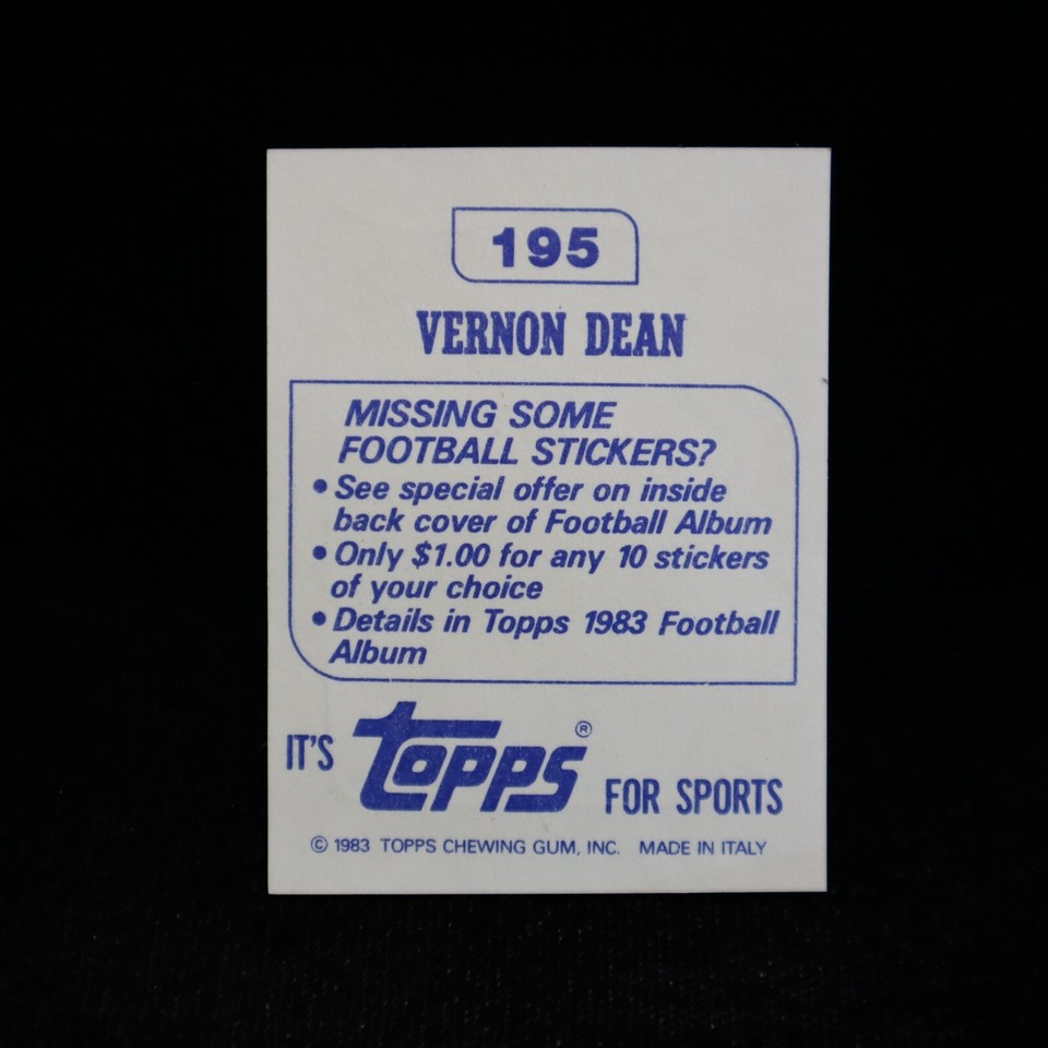 1983 Vernon Dean Washington Redskins Topps Sticker #195 | eBay