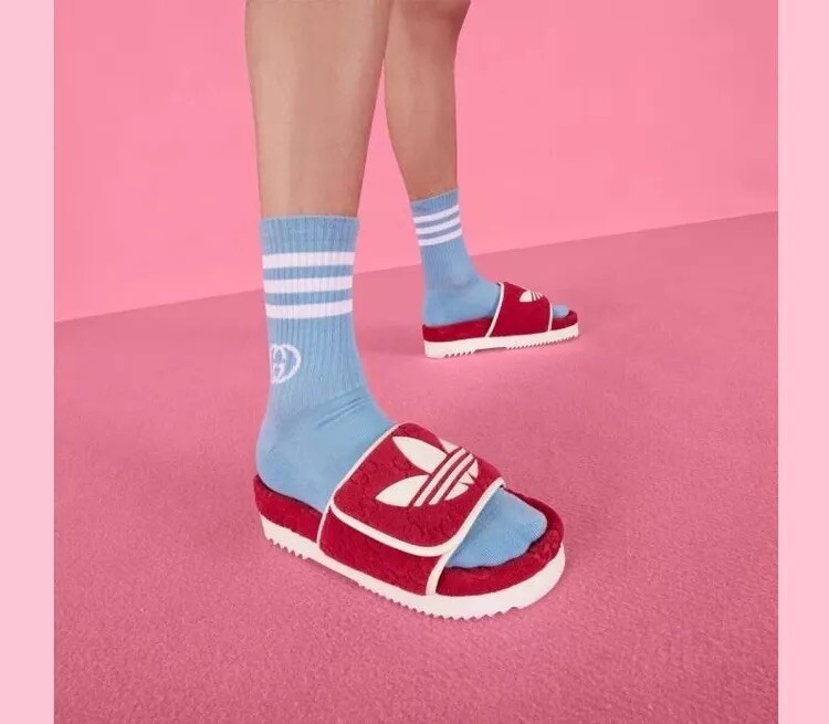 Gucci X Adidas GG Magic Sponge Demetra Vegan Logo Slides UK 11 - US 11. ...