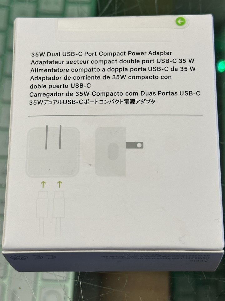 Genuine Apple 35W Dual USB-C Port Compact Power Adapter MNWM3AM/A A2571 ...