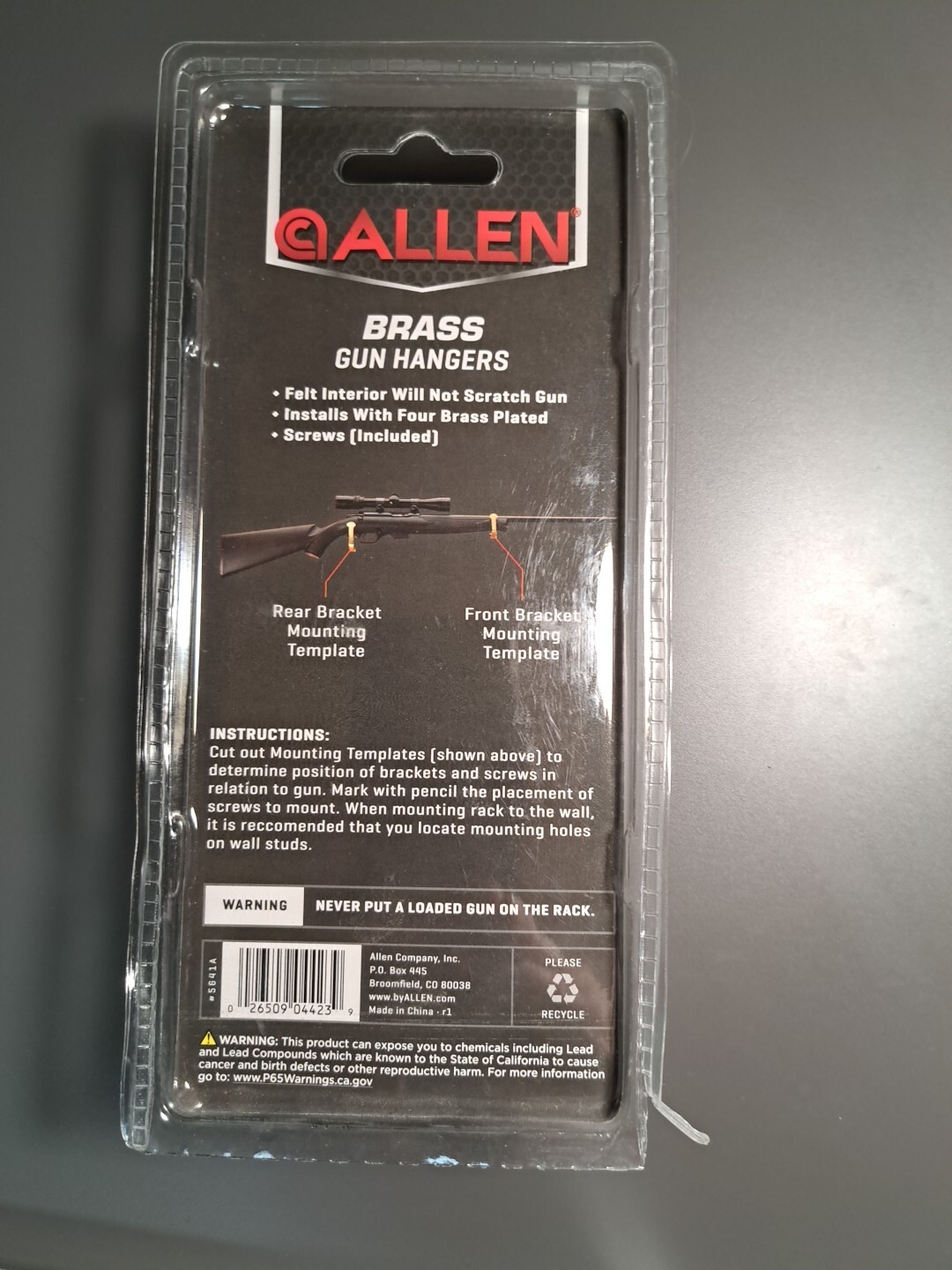 Allen Gun Rack Shotgun Hooks Rifle Hanger Brass Storage Pair Wall Mount ...