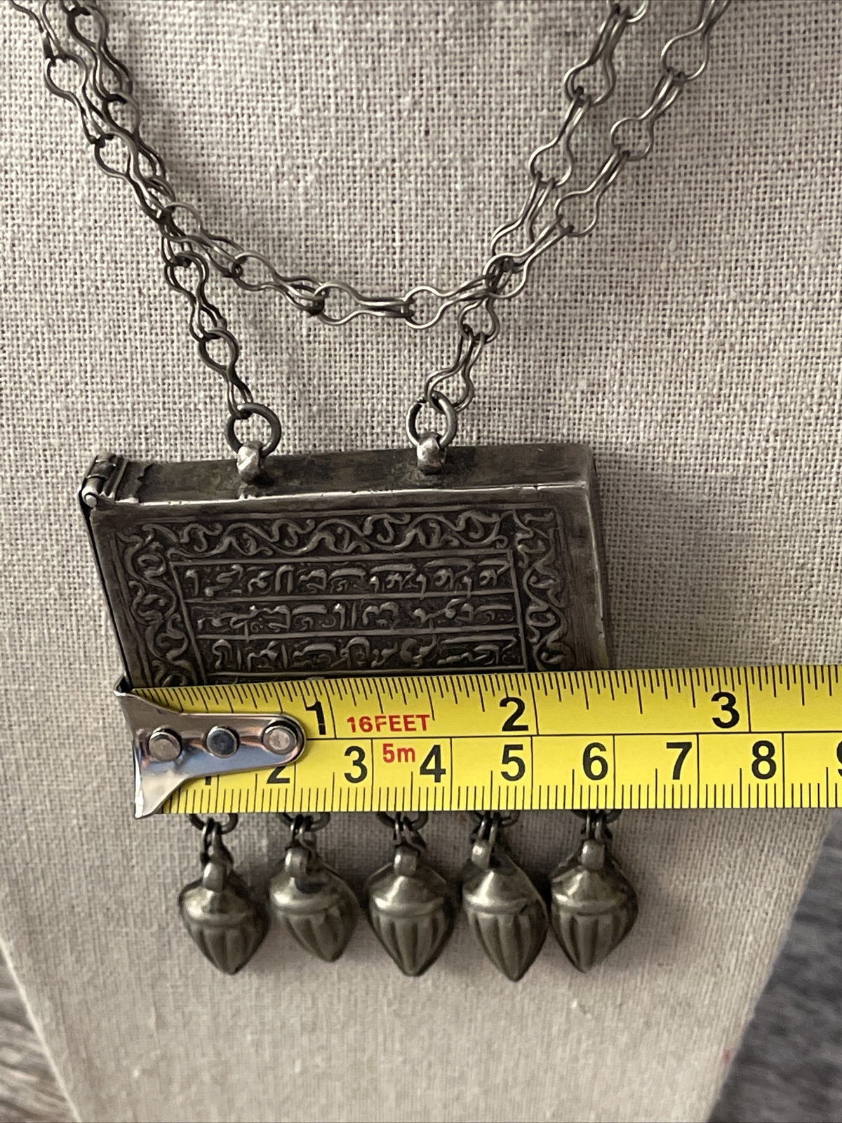 Vintage Silver Prayer Box Amulet Necklace Antique Is… - Gem