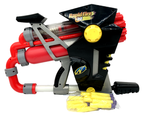 NERF Rapid Fire 20 Dart Gun LARAMI 2001 Vintage NON-Working W/ 11 Darts ...