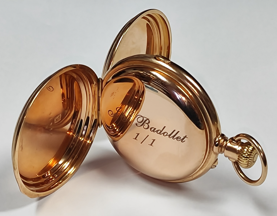 BADOLLET 18K GOLD POCKET WATCH SPLIT CHRONOGRAPH WITH REAUMUR ...