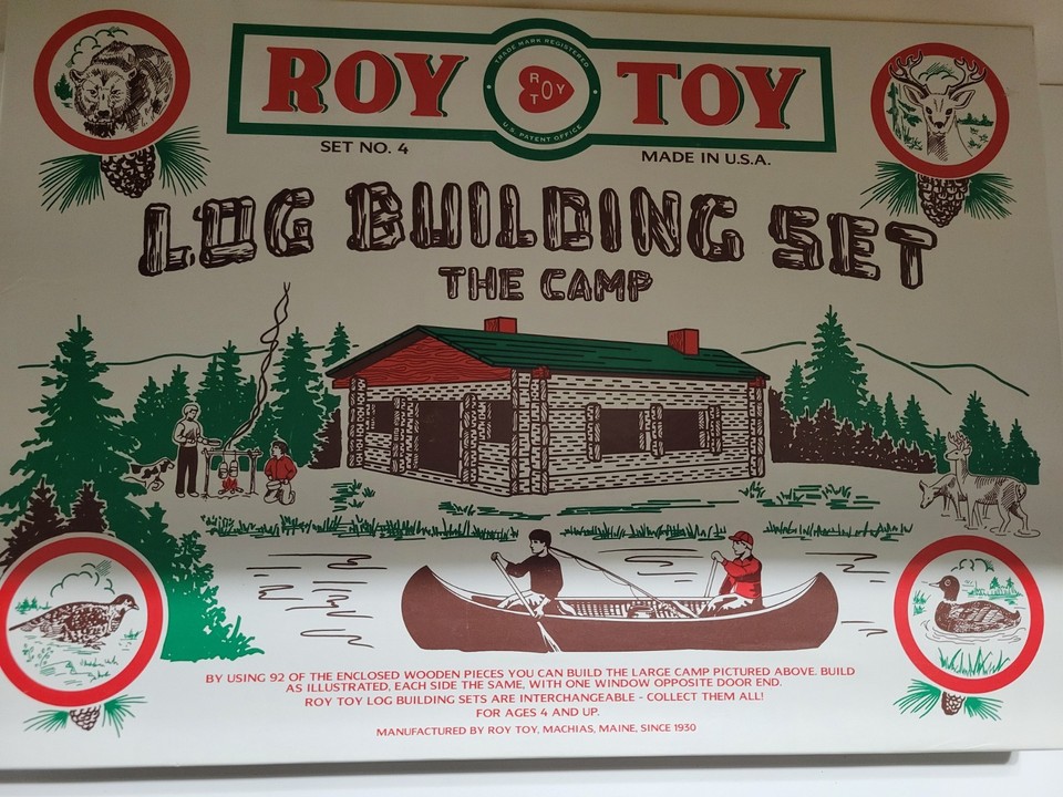 Vintage Roy Toy Log Cabin Building Set #4 The Camp Pine Wood Building ...