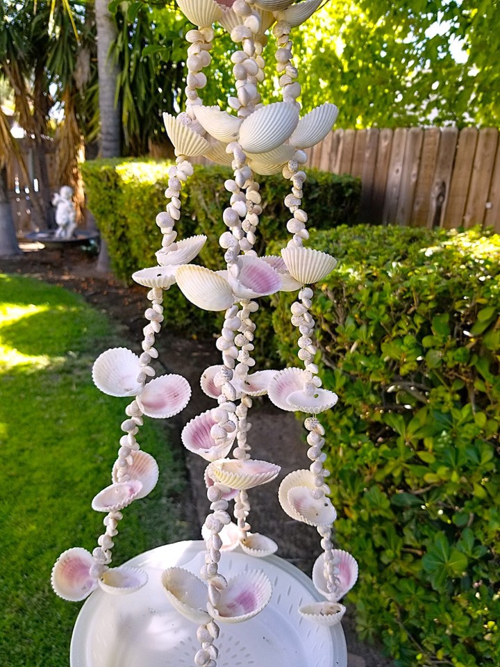 Handmade Seashell Plant Hanger Coastal Boho Shell Basket Patio Décor 40 ...