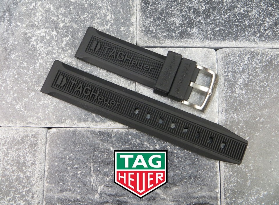 New 20 mm Authentic TAG HEUER Soft Rubber Strap Black OEM Diver Watch ...