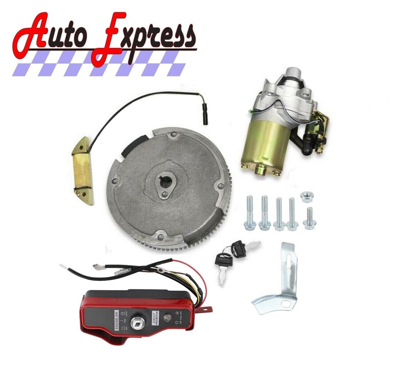 NEW HONDA GX270 9HP ELECTRIC START KIT STARTER MOTOR & SOLIONIOD ON/OFF ...