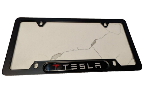 TESLA Logo Black. Steel License Plate Frame black Model S new | eBay