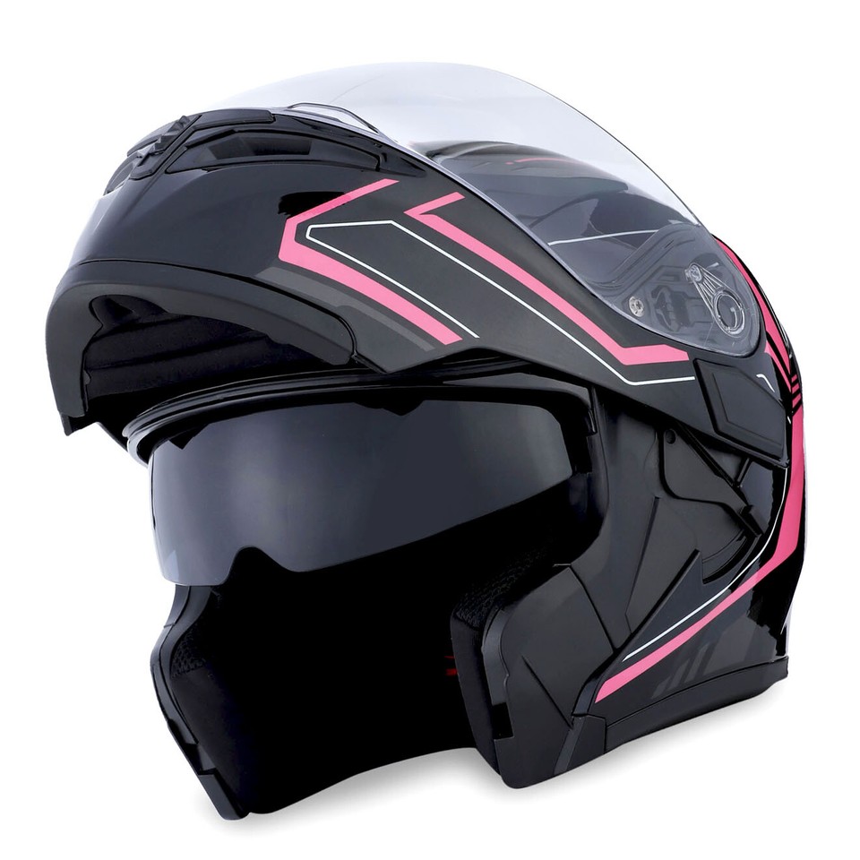 1Storm Motorcycle Full Face Helmet Modular Flip up Dual Shield Inner ...