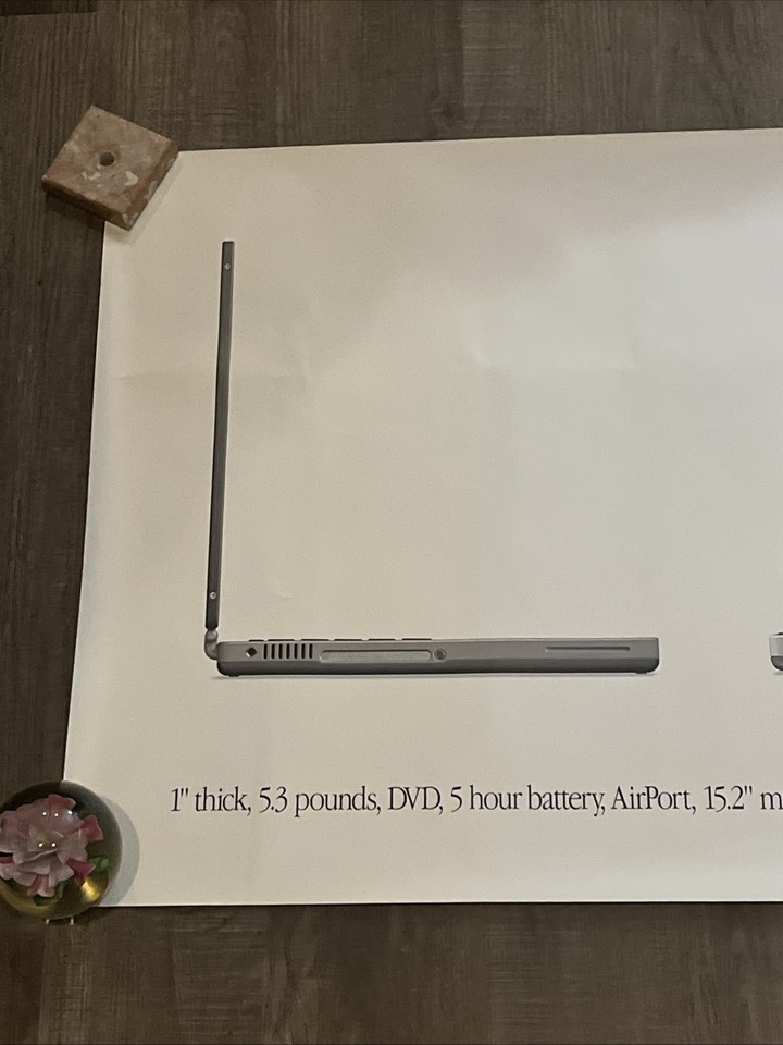 Vtg 2001 Apple Poster G4 PowerBook Think Different Promo 23''x40 ...