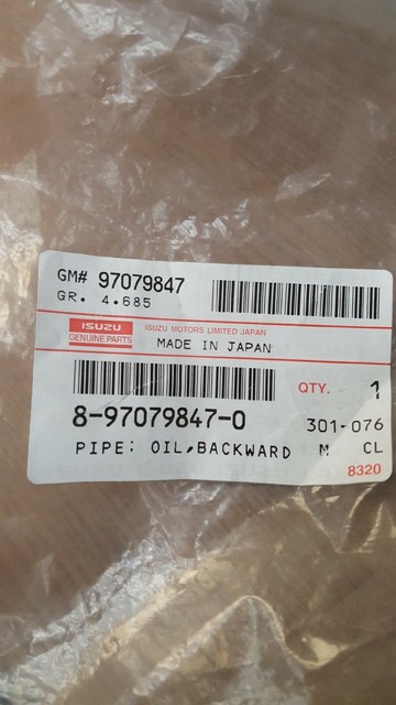 Genuine Isuzu Pipe Oil Backw 8970798470 / 8-97079-847-0 OEM for sale ...