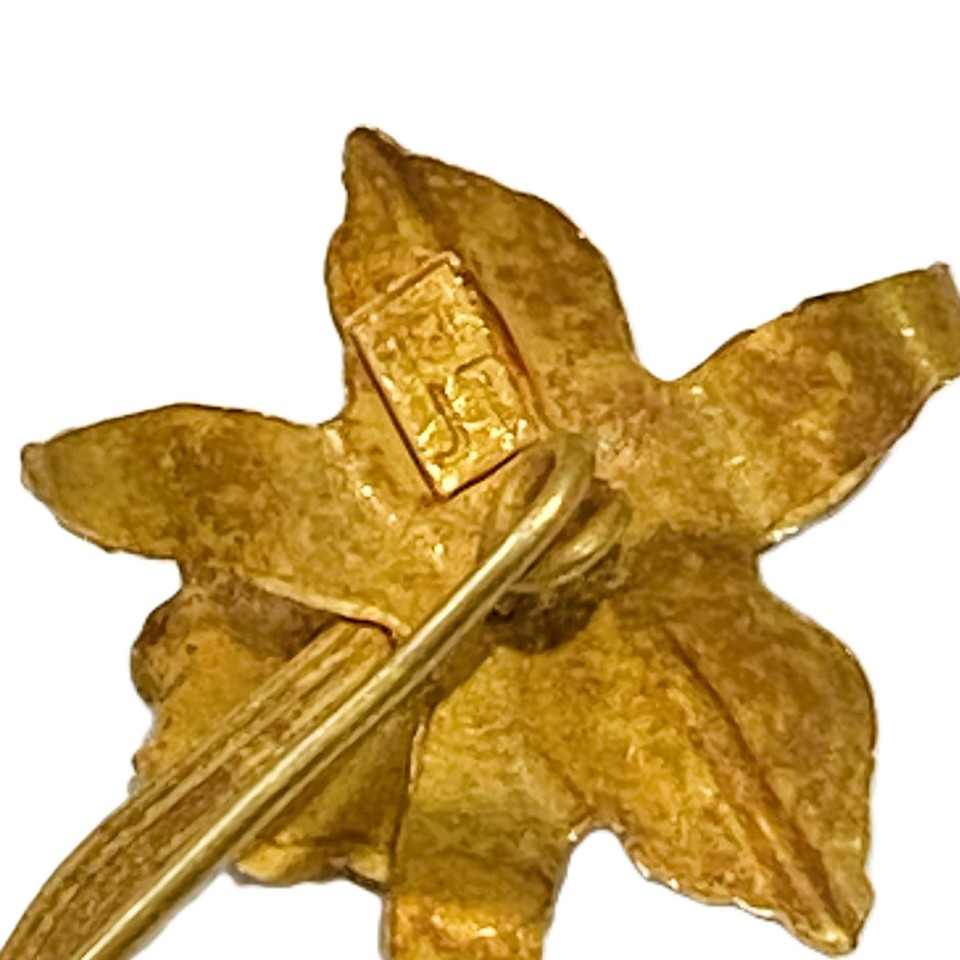 Vintage 18K Solid Gold Orchid Pin, Dainty, Signed JT -DA | eBay