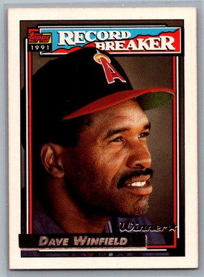 1992 Topps #5b Dave Winfield Gold Winners Small Topps Gold logo on back ...