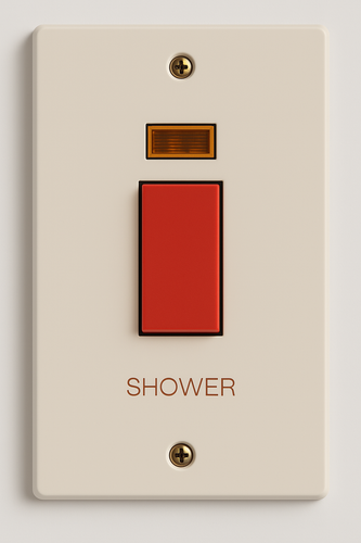 50A WHITE DOUBLE POLE DP SHOWER SWITCH LED INDICATOR SINGLE SOCKET ...